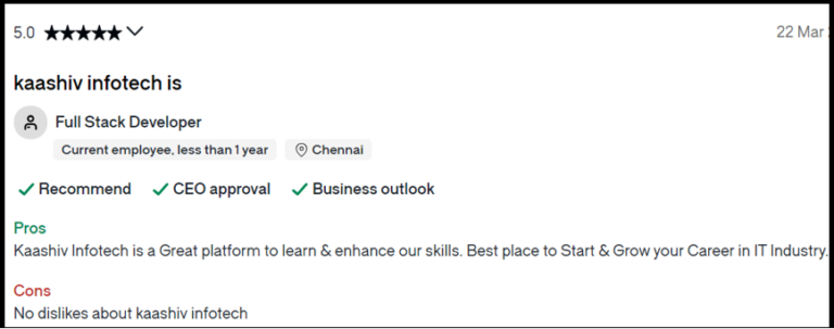 Kaashiv Infotech Internship Review Kaashiv Infotech Location